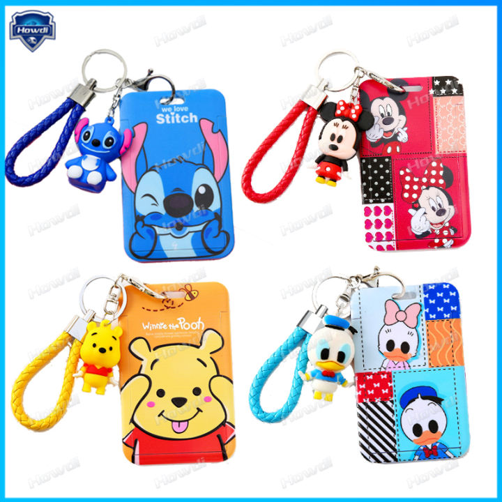 Cartoon Student Portable Stitch Credit ID Card Lanyard 3D Doll Card ...