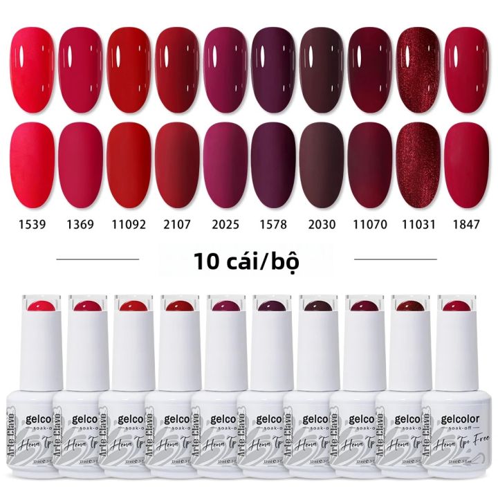 Bộ Sơn Gel Màu Đỏ Arte Clavo 10 Món 15ml, Sơn Gel Móng Tay Bán Vĩnh Cửu ...