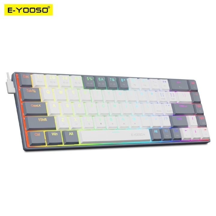 E-YOOSO A68 RGB Mini Slim USB Wired Mechanical Gaming Keyboard Red ...