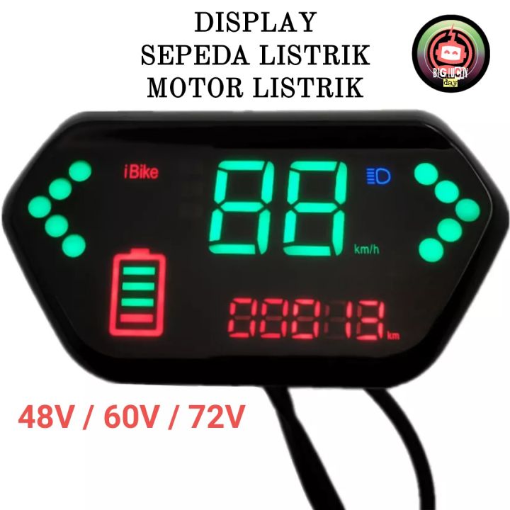 display speedometer ibike LED sepeda listrik motor listrik 48v 60v 72v ...
