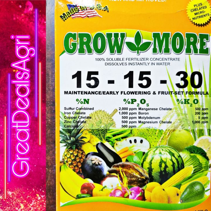 GROW MORE FERTILIZER 15-15-30 MAINTENANCE/EARLY FLOWERING & FRUITS-SET ...