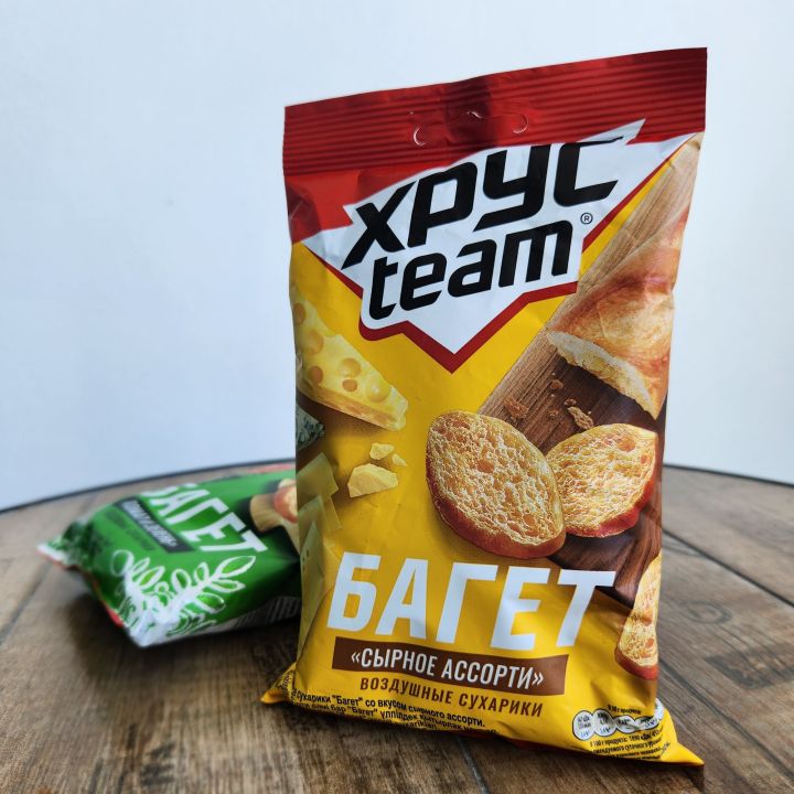 Сухарики ХрусТим, Багет 40-60 грамм Crackers XPYCteam, Baguette 40-60 ...