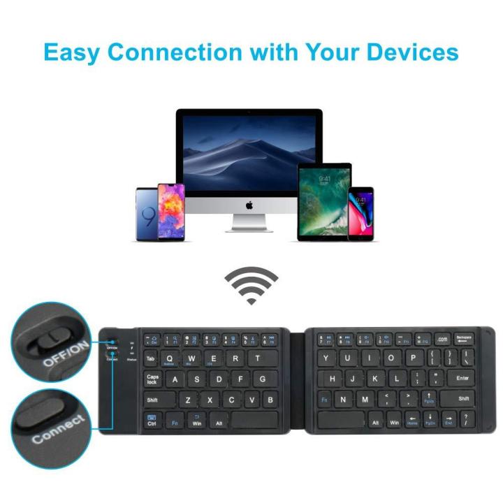 MD Portable two fold Bluetooth keyboard suitable for iPad flat computer ...