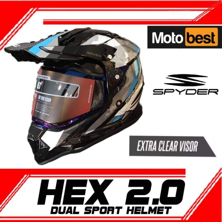 SPYDER Hex 2 Raven Dual Sports Helmet w/ Free Extra Clear Visor | Lazada
