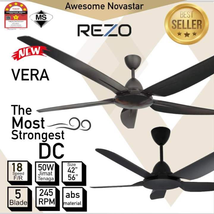 REZO VERA 56” / 42” DC Motor 9 Speed Remote Control ceiling fan | Lazada