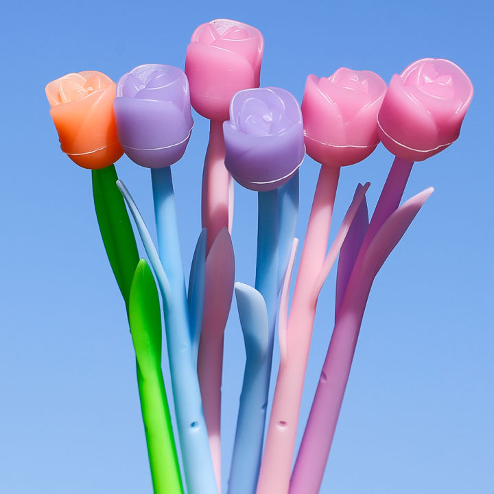 5Pcs Color Changing Tulip Rose Flowers Gel Pen Teacher’s day Gifts ...