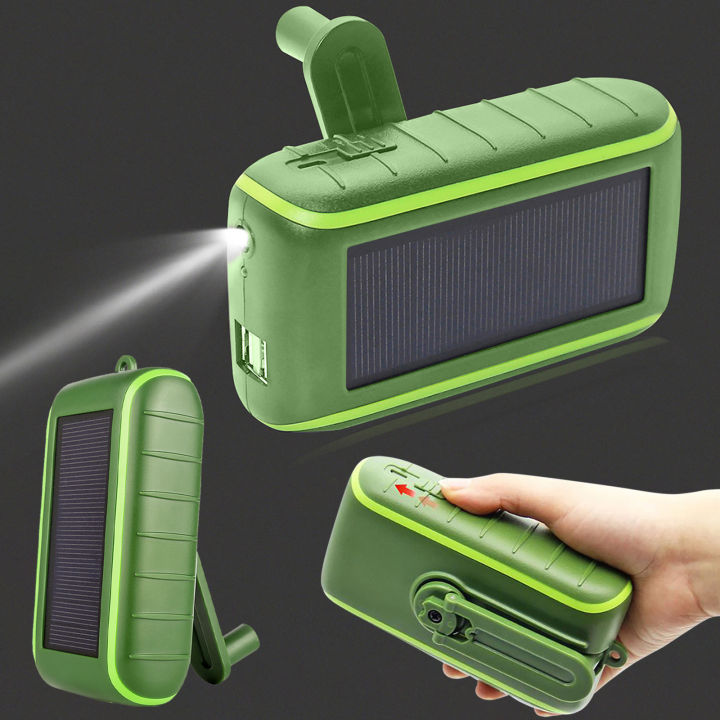 Solar Charger Hand-Crank Portable, 8000 MAh Solar Power Charger 3 Power ...
