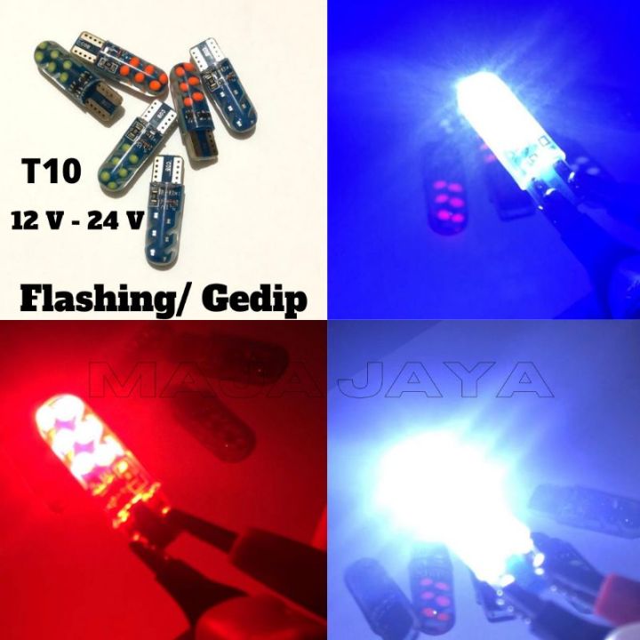 Lampu Led T10 Gedip Lampu Senja Flash 12V-24V Senja Motor dan Mobil Per ...