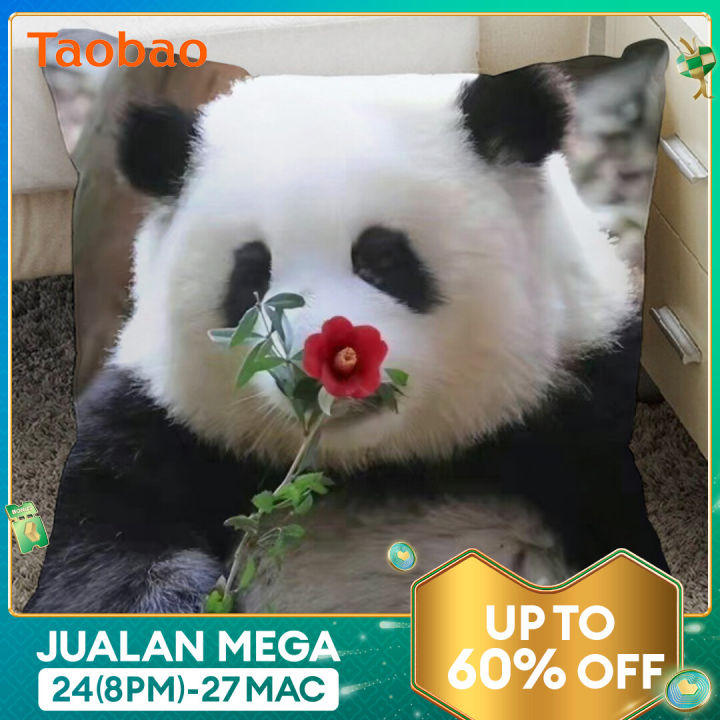 Giant Panda and Flower and Leaf Peripheral Pillow Chengdu Playgirl Doll ...