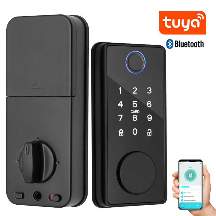 Tuya Smart Wood Door Lock Password Fingerprint Bluetooth Electronic ...