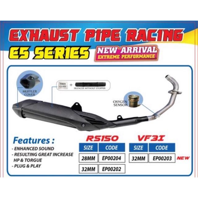 EXHAUST RACING RS150 E5 ESPADA 28mm/30mm/32mm | Lazada