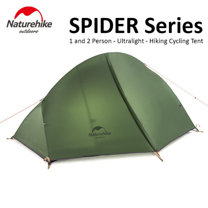 Naturehike 1.3kg SPIDER 1 and 2 Camping Tent 1 2 Person Upgraded Version 20D Silicon Outdoor ...