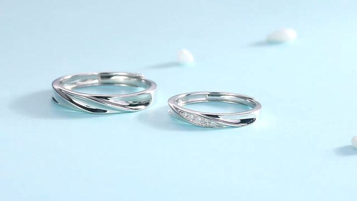(เพชรแท้100%) CS JEWELRY โมเบียส ริง แหวนเพชรเงินแท้ S925 รักด้วยกันแหวนคู่รัก แหวนคู่สำหรับ ...