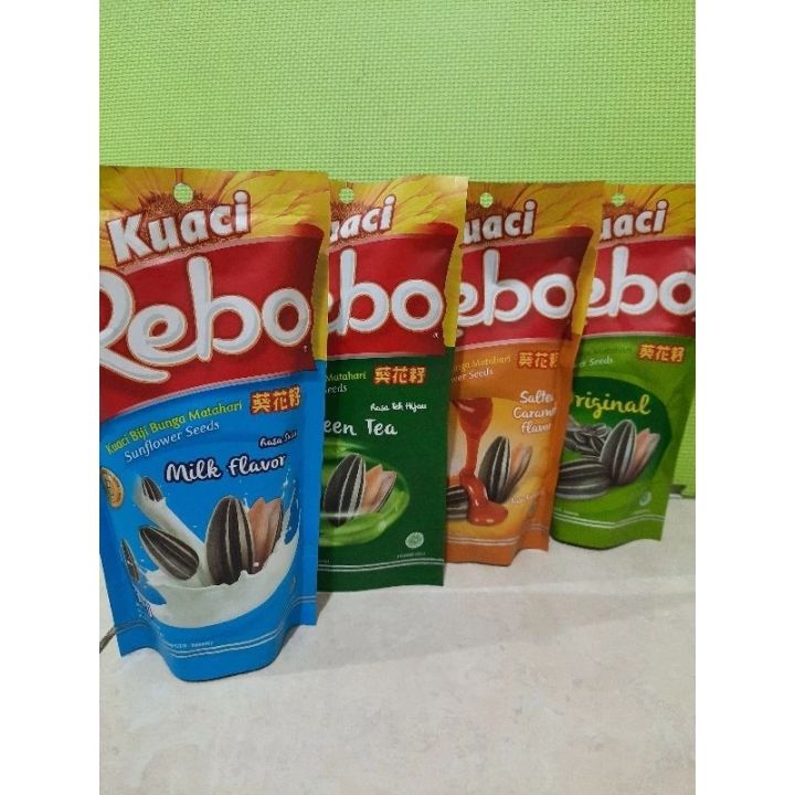 Rebo Kuaci 150 Gram Rasa Coconut Green Tea Original Susu Caramel Kuaci