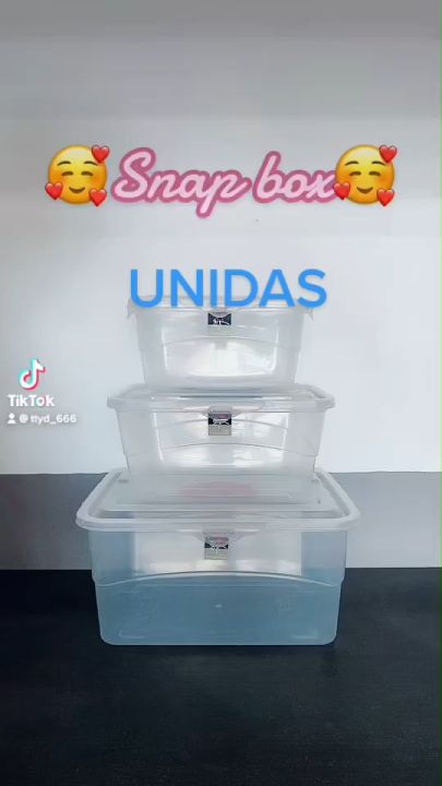 UNIDAS (4pcs) snap box / food container Portable plastic transparent ...
