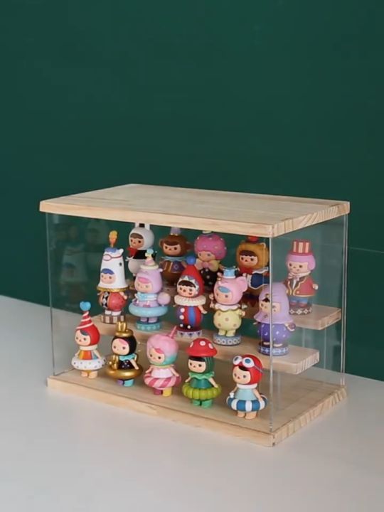 Display Box Clear Acrylic Wood Character Figure Storage Organizer ...
