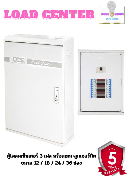 ตู้โหลดเซ็นเตอร์ 3 เฟส 12-36 ช่อง พร้อมเมน + ลูกเซอร์กิตเบรกเกอร์ Load ...