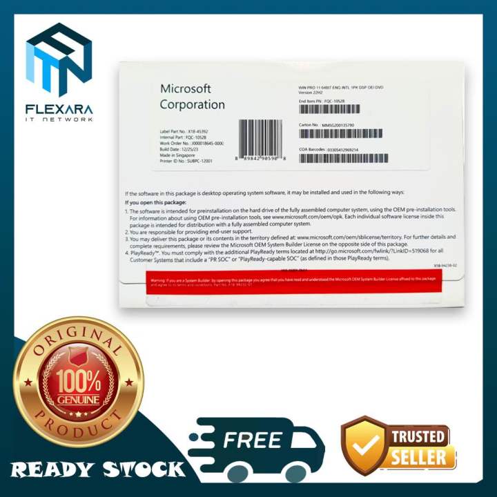 Microsoft Windows 10 Pro/11 Pro DVD OEM PACK 32/64 Bit | Lazada