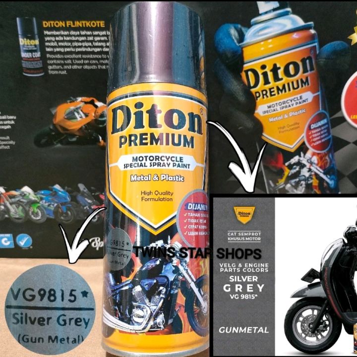 Diton Premium Pilox Pilok Cat Semprot Silver Grey Gun Metal 9815 400cc ...
