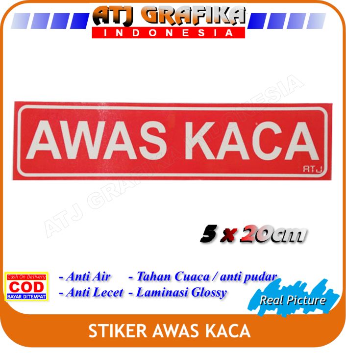 Stiker awas kaca sticker pintu kaca jendela dinding kaca toko kantor ...