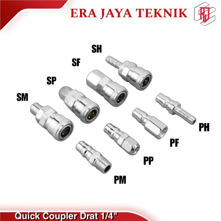 Quick Coupler kompresor sambungan selang angin compressor 1/4" | Lazada ...