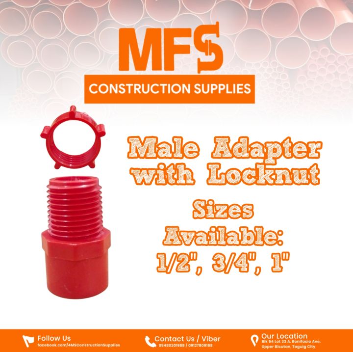 PVC ELECTRICAL CONDUIT FITTINGS MALE ADAPTER W/LOCKNUT (1/2", 3/4", 1 ...