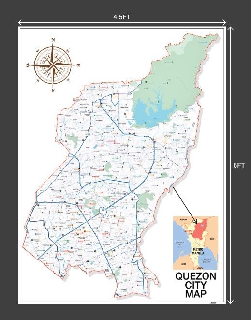 QUEZON CITY MAP 2024 EDITION 4.5X6FT | Lazada PH