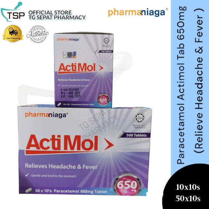 Pharmaniaga Actimol Paracetamol 650mg Tablet 10×10s / 50×10s /1×10s ...