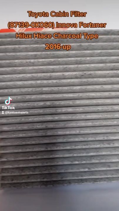 Toyota Cabin Filter Innova Fortuner Hilux Hiace Charcoal Type 87139 ...