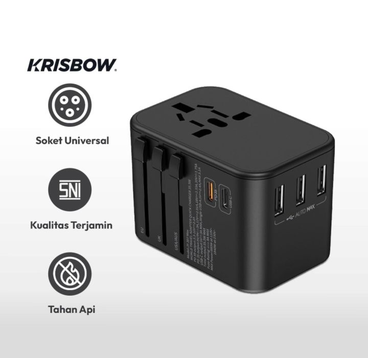 Krisbow Steker Travel Adaptor Soket Universal EU / UK / AUS / US ...