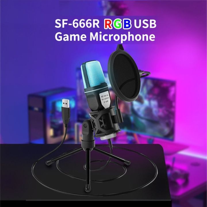 USB Microphone RGB Microfone Condensador Wire Gaming Mic for Podcast ...
