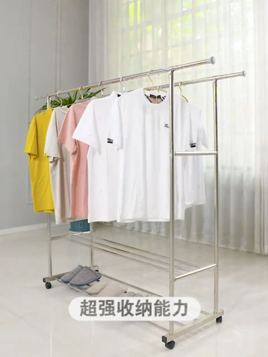 NINI ampaian baju Stainless Steel Clothes Hanger Rack Stand/Indoor ...