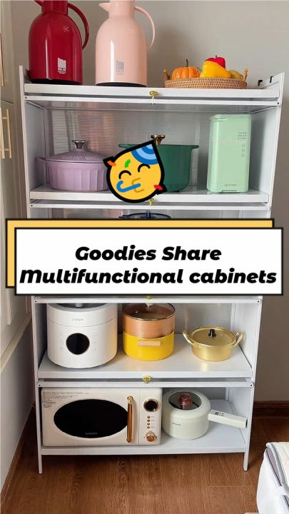 5layer Kitchen Cabinet Microwave Oven Rack Storage Shelves with Door ...