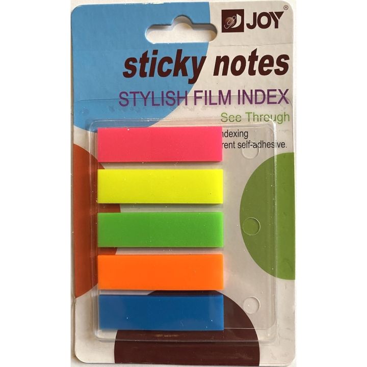 Joy Sticky Notes Stylish Film Index See Through 125 Sheets 5 Assorted ...