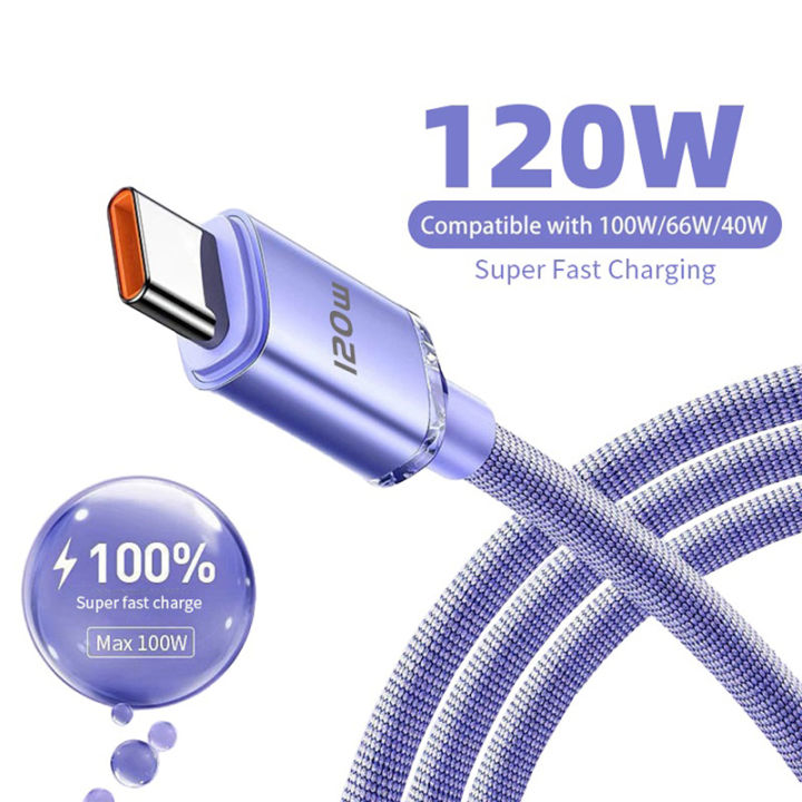 120W PD Type C Cable Super Fast Charger Cord Quick Charge USB C Cables ...