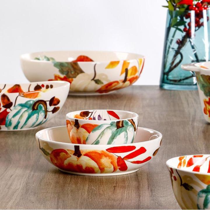 OMK American Style Ceramic 1500ML Serving Bowls With Lid Fruit Salad ...