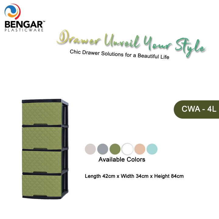 BENGAR PLASTICWARE 4Layer Double diamond design collapsible drawer for ...