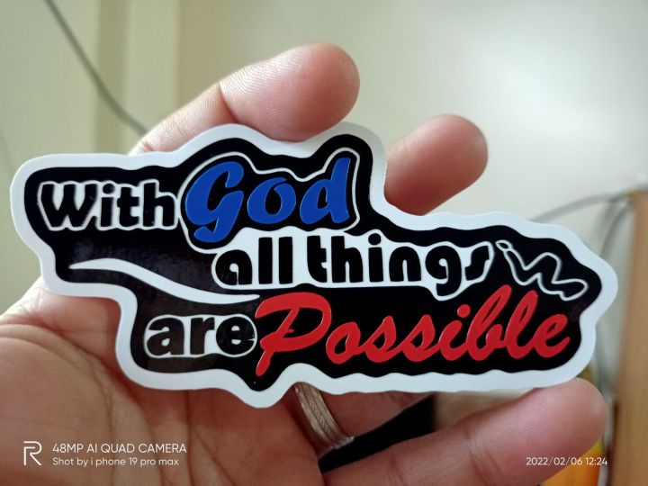 Sticker for Motorcycle " With God all things are Possible " Non Fading ...