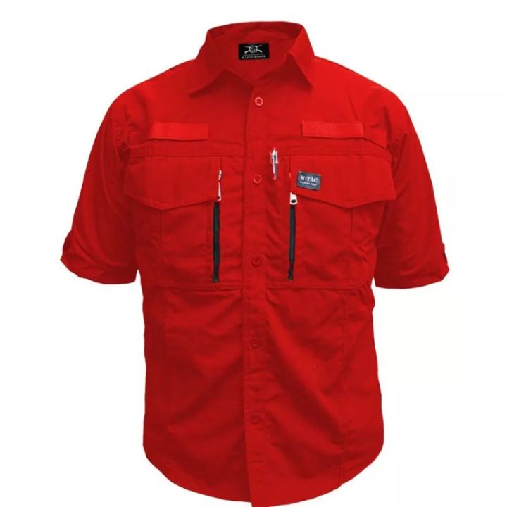 kemeja tactical w tac tangan pendek merah kemeja pria murah kekinian ...