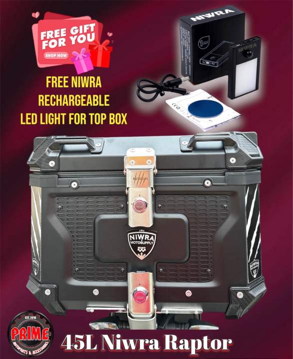 45L 35L Niwra Raptor alloy box black with backrest and base plate ...