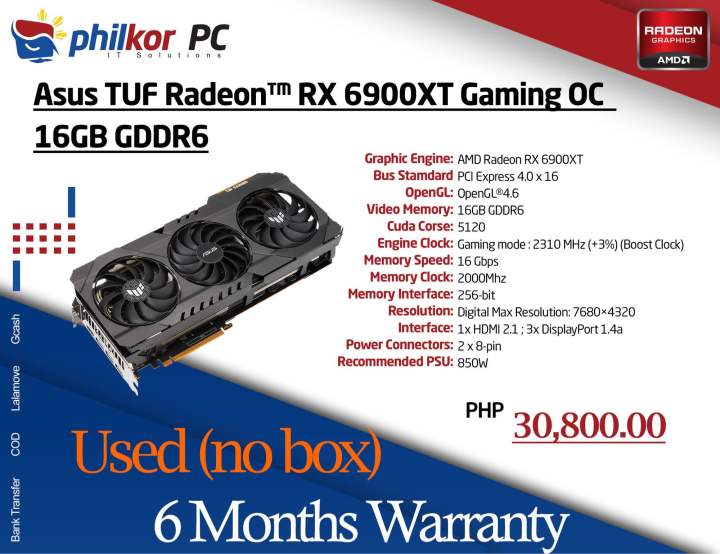 asus tuf 6900xt 16gb (used) graphics cards | Lazada PH
