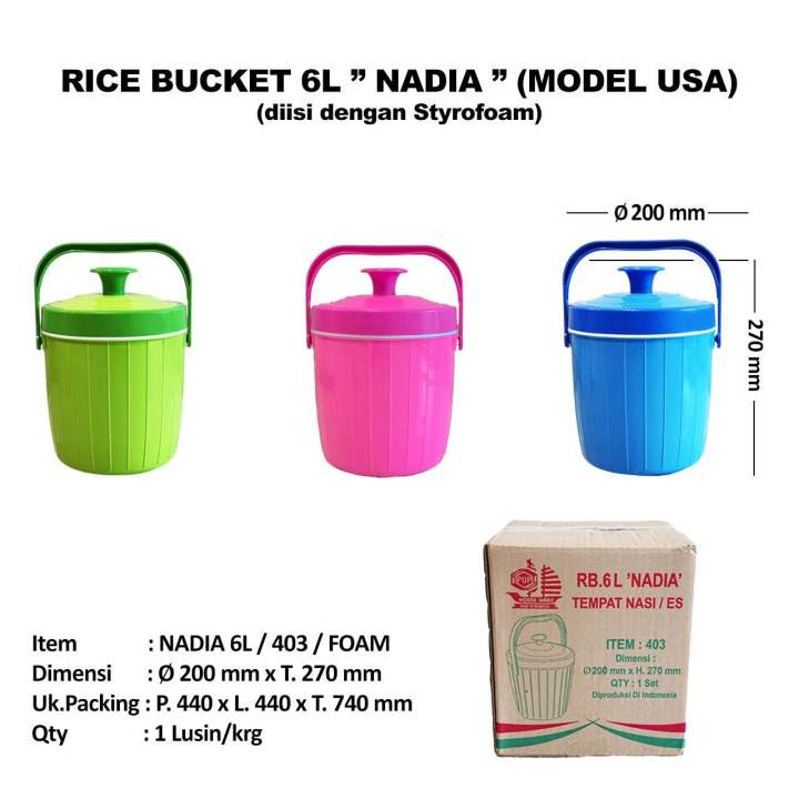 Nadia rice bucket 6 liter - 30 liter model usa tempat nasi dan es bahar ...