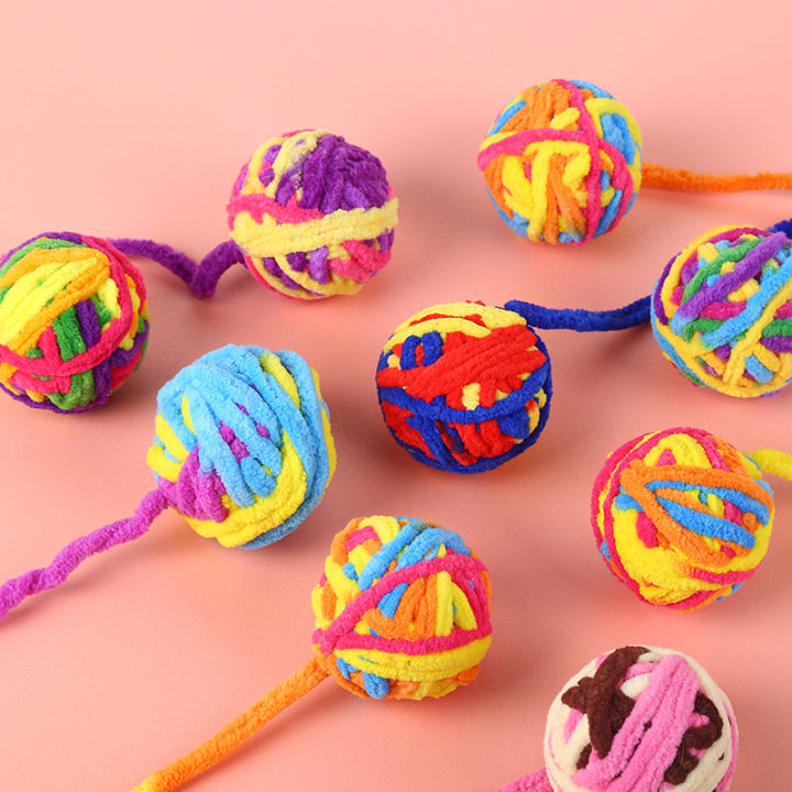 Cat Toy Self-Hi Relieving Stuffy Sound Woolen Yarn Ball Molar Teeth ...