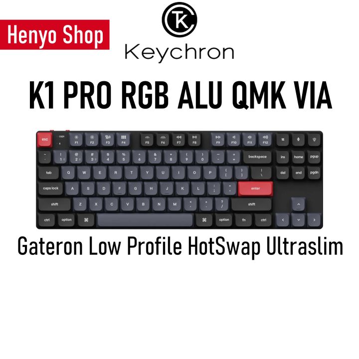 Keychron K1 Pro RGB ALU Low Profile HotSwap QMK/VIA Wireless Mechanical ...