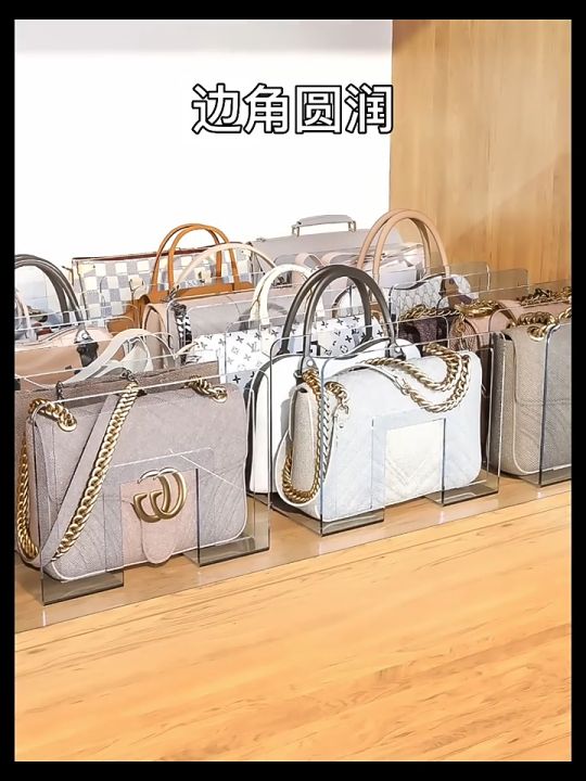 Johor Seller | Stackable Bag Storage Box Transparent Divider Handbag ...