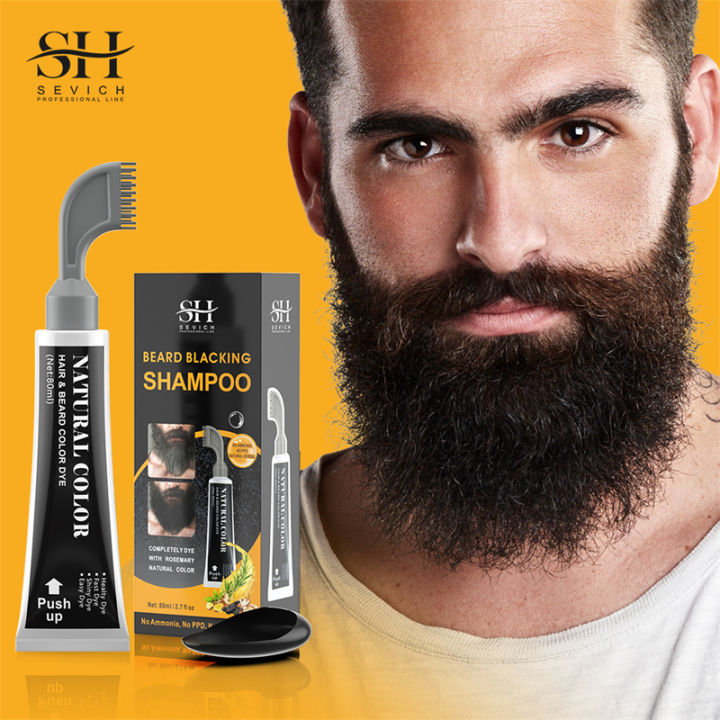 SEVICH Beard Blacking Shampoo Natural Color Hair/Beard Dye 80ml ...