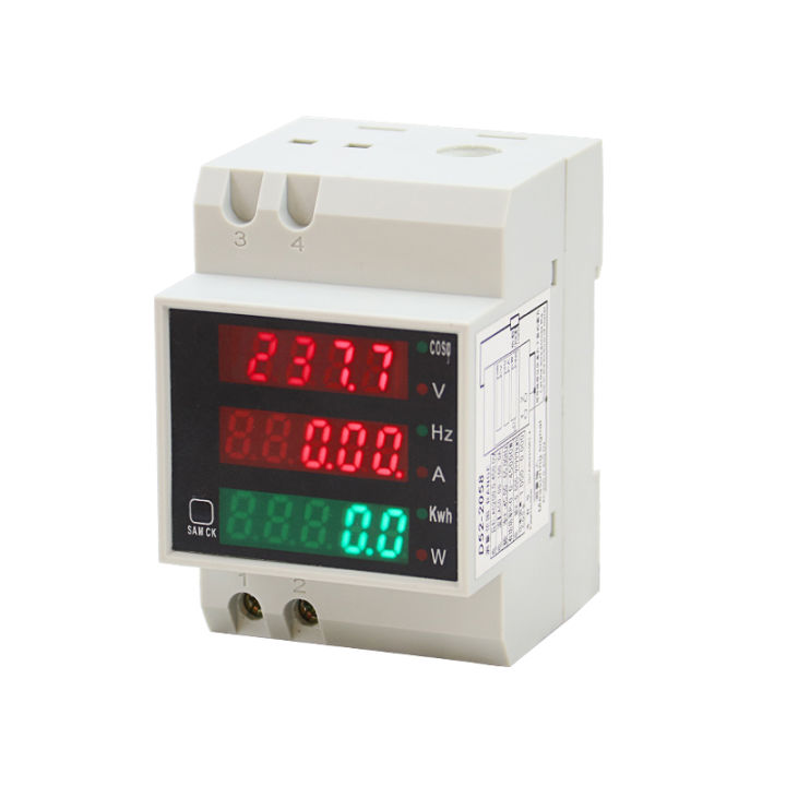 D52-2058 Din Rail Digital Display AC Voltage Ammeter Frequency Meter ...