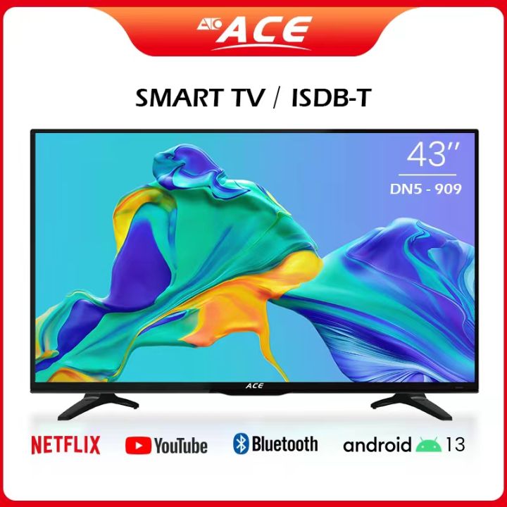 ACE 43" Smart Google TV (Android 12, Netflix, Youtube, Chromecast) with Bracket | Lazada PH