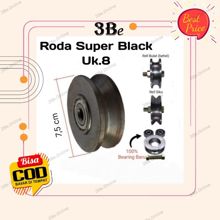 Roda pagar besi super black uk.8 besi as bubut roda only untuk casing ...