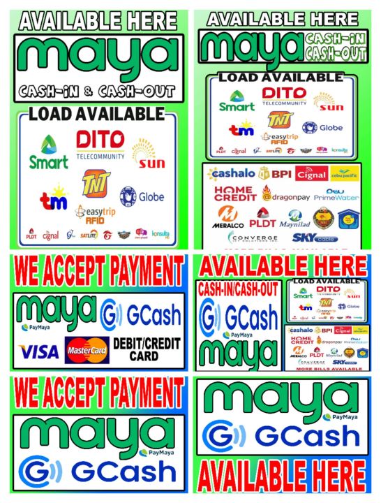 Gcash maya signage Laminated paybills load small business sari sari ...